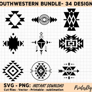 Southwestern Elements Svg Png, Aztec Svg Png Bundle, Southwest Ornament ...