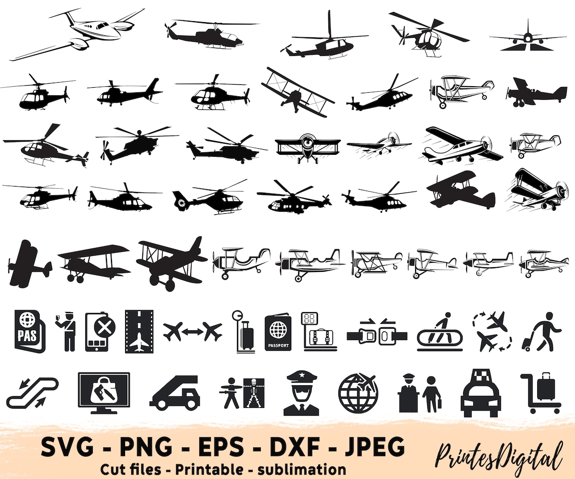 173 Aviation Svg Bundle Png Airplane Svg Png Biplane SVG - Etsy Canada