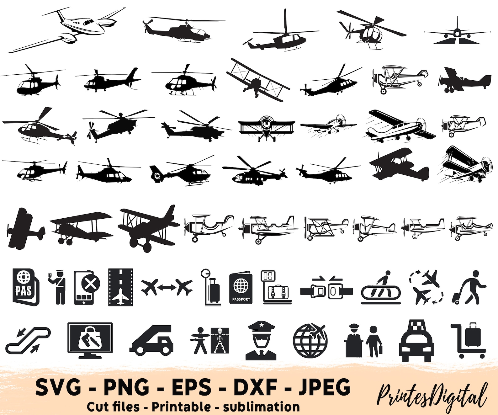 173 Aviation Svg Bundle Png, Airplane Svg Png, Biplane SVG Png, Jets ...