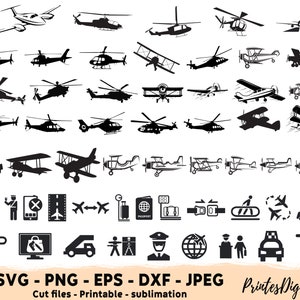 173 Aviation Svg Bundle Png, Airplane Svg Png, Biplane SVG Png, Jets ...