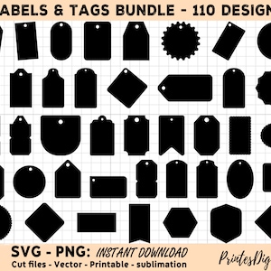 110 TAGS and LABELS Svg Png Bundle; Tag Svg, Label Svg, Product Labels ...