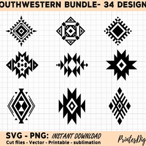 Southwestern Elements Svg Png, Aztec Svg Png Bundle, Southwest Ornament ...