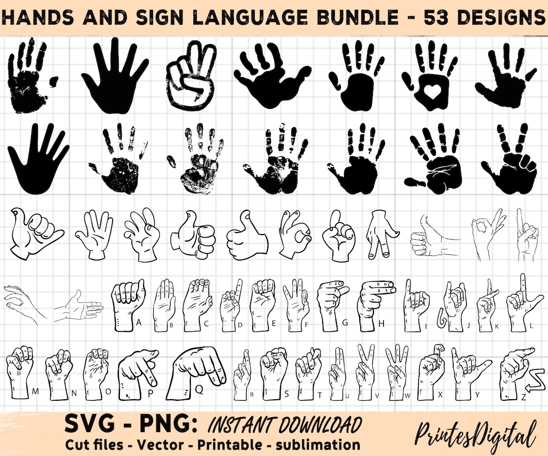 Handprint Svg, Sign Language Svg, Hands Png, Hands Svg, Hand Svg, Hand ...