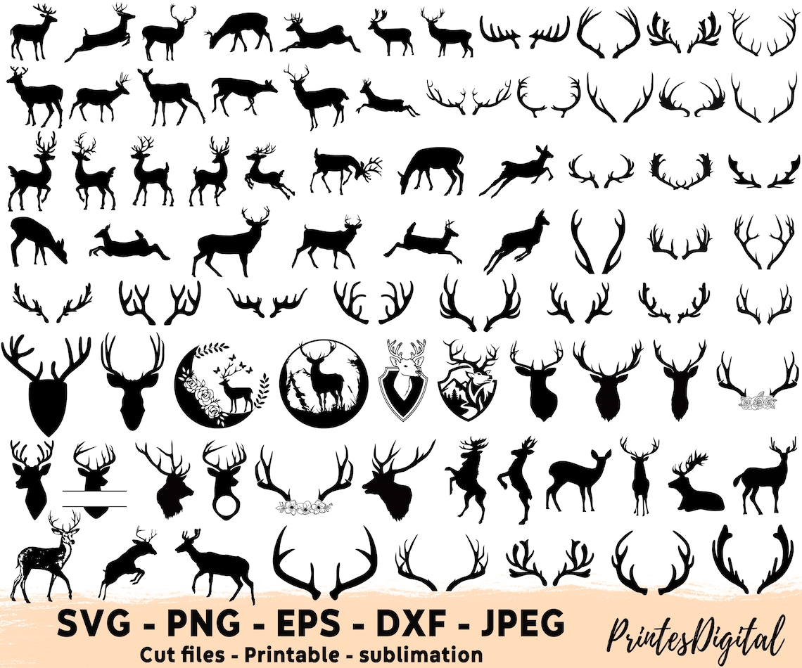 80 Deer Svg Deer Png Deer Antlers Svg Deer Hunting Svg - Etsy
