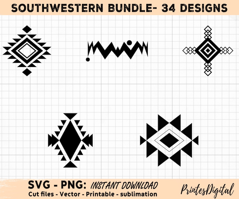 Southwestern Elements Svg Png, Aztec Svg Png Bundle, Southwest Ornament ...