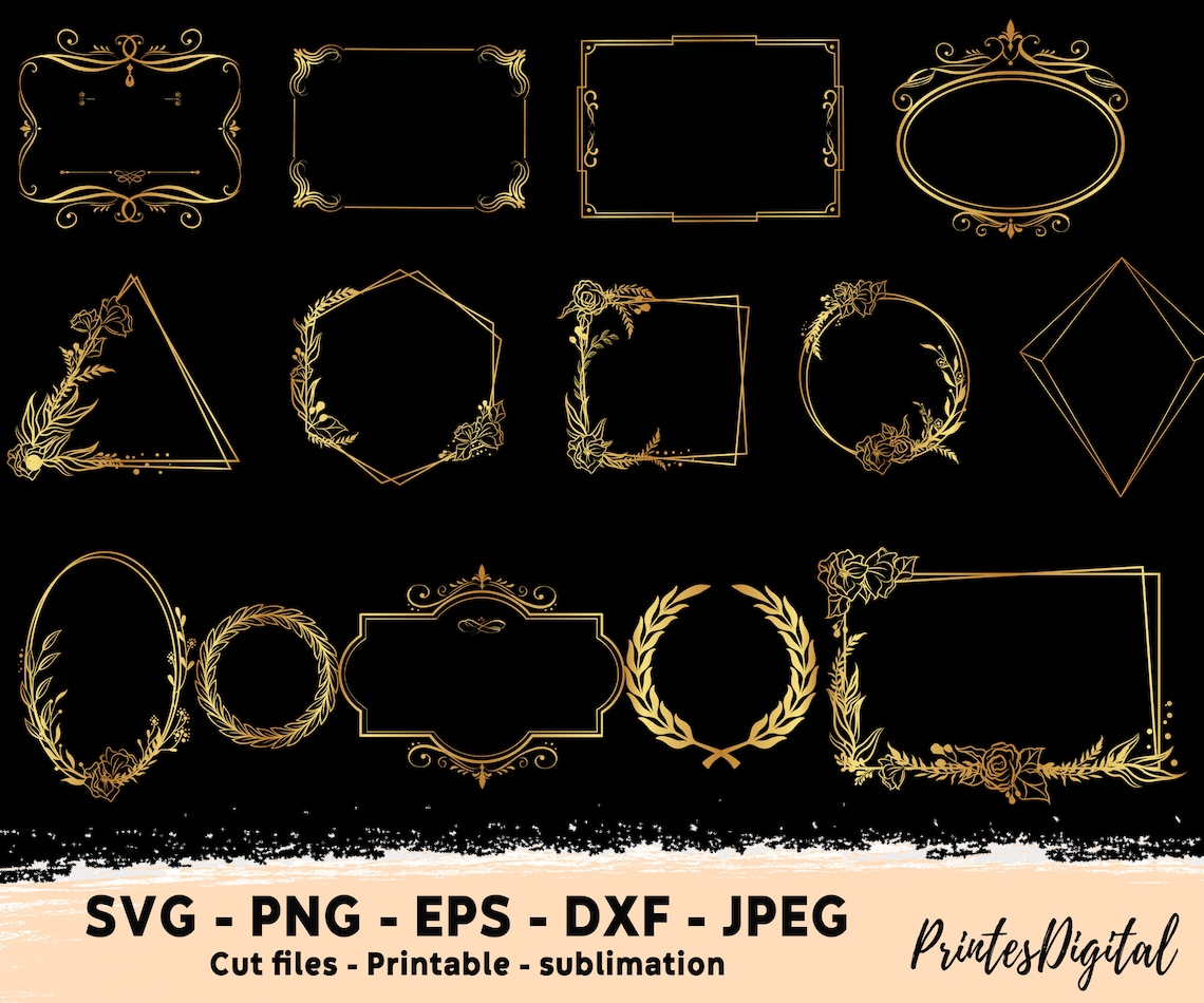 33 Gold Frame Png Svg Gold Frames Clipart Gold Flowers - Etsy