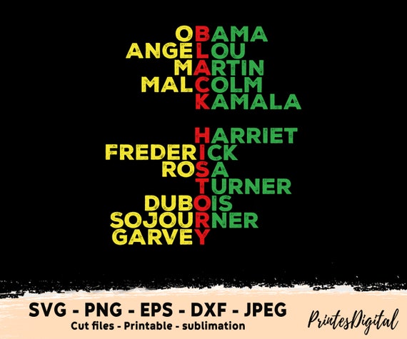 Black History Names Svg Png Black History Names Svg Black | Etsy