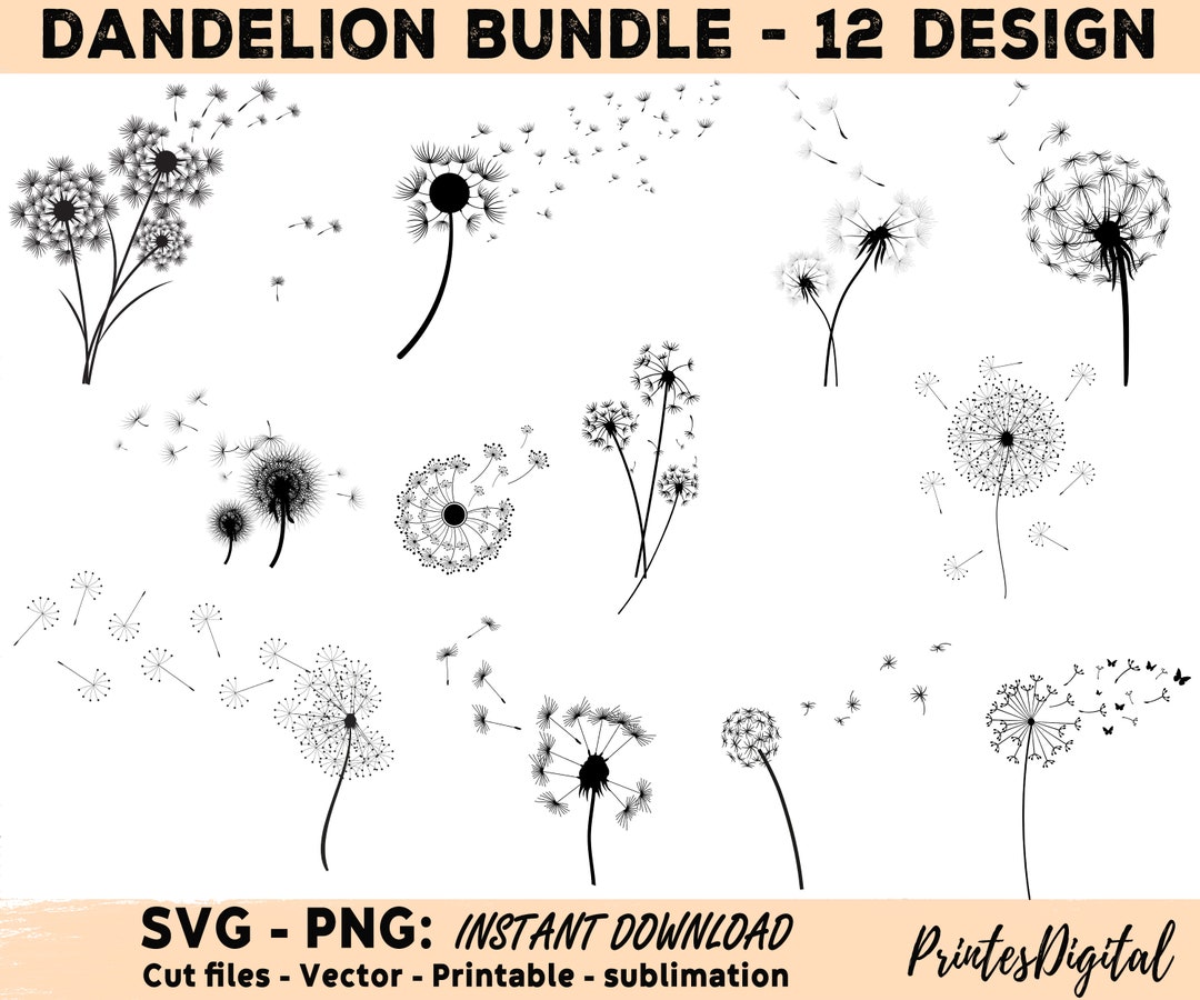 12 Dandelion Svg Bundle, Dandelion Svg, Dandelion Png, Dandelion Cricut ...