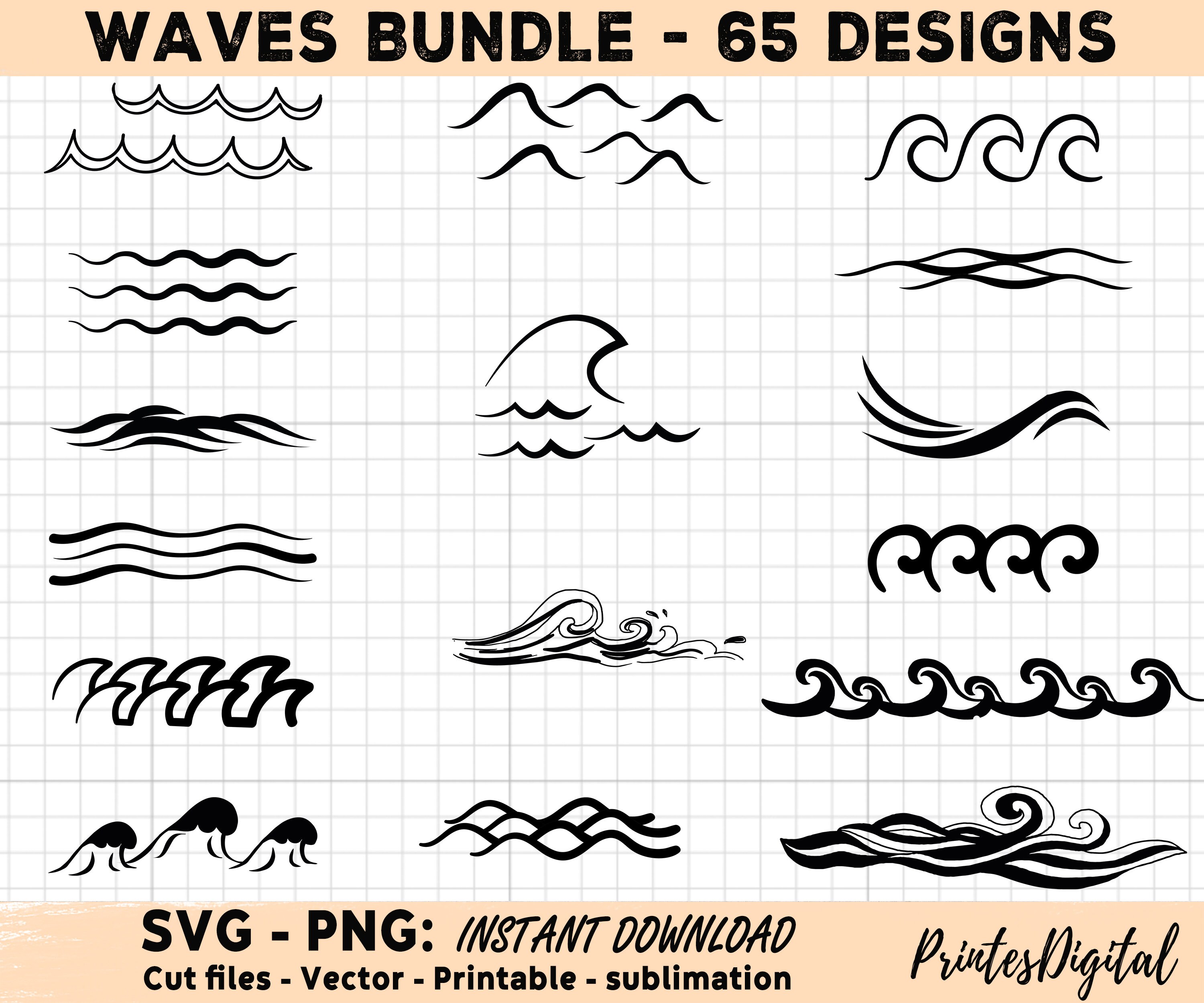 65 Wave Svg Bundle Wave Png Wave Svg Waves Svg Png Wave - Etsy Canada