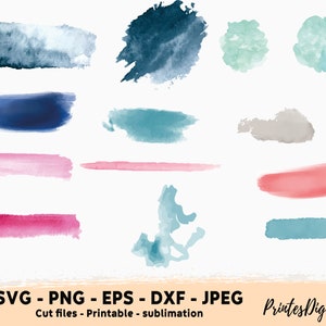36 Watercolor Brush Strokes, Watercolor Splash Png Svg, Water Color ...