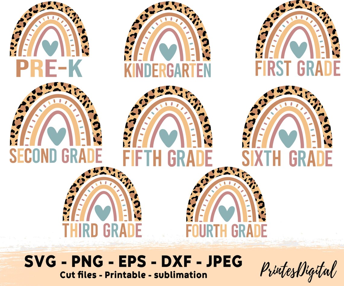 Teacher Leopard Rainbow Bundle SVG Png Leopard Rainbow - Etsy