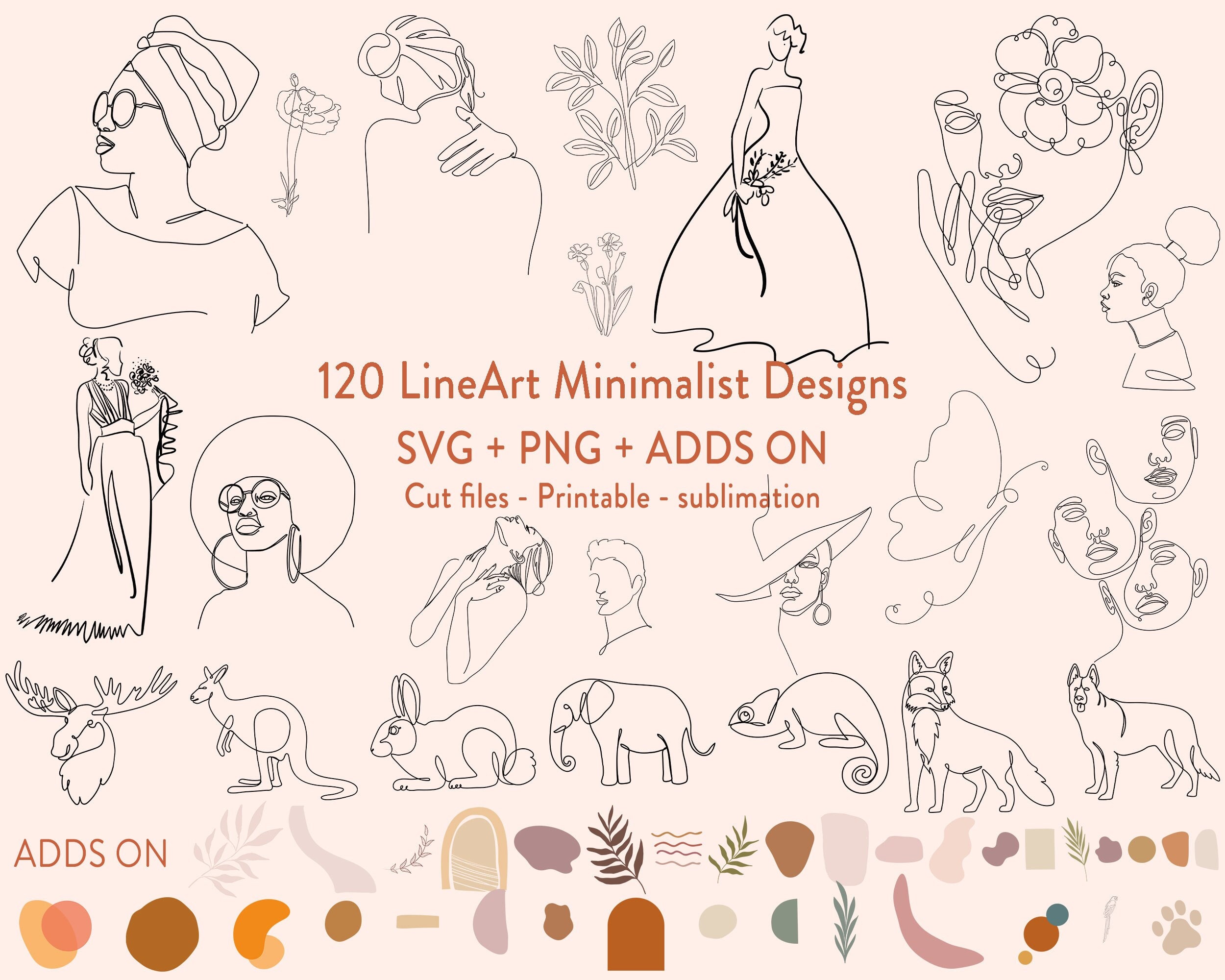120 líneas art svg bundle lineart png line art black woman - Etsy México