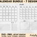 7 Calendar Svg Bundle, Calendar Png, Calendar Svg, Blank Calendar With ...