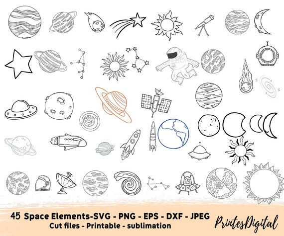 45 Space Svg Bundle Planets Svg Cricut Stars Svg Earth Svg - Etsy