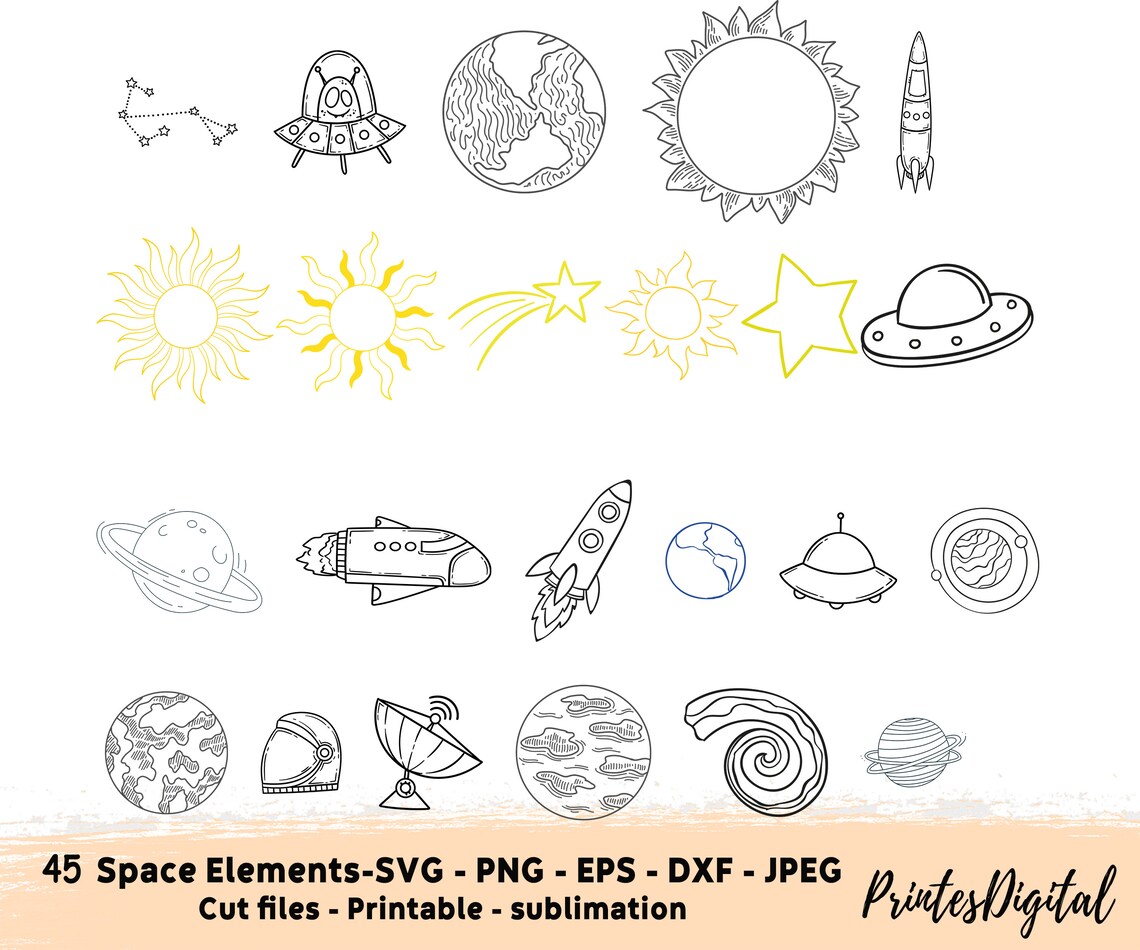 45 Space Svg Bundle Planets Svg Cricut Stars Svg Earth Svg | Etsy