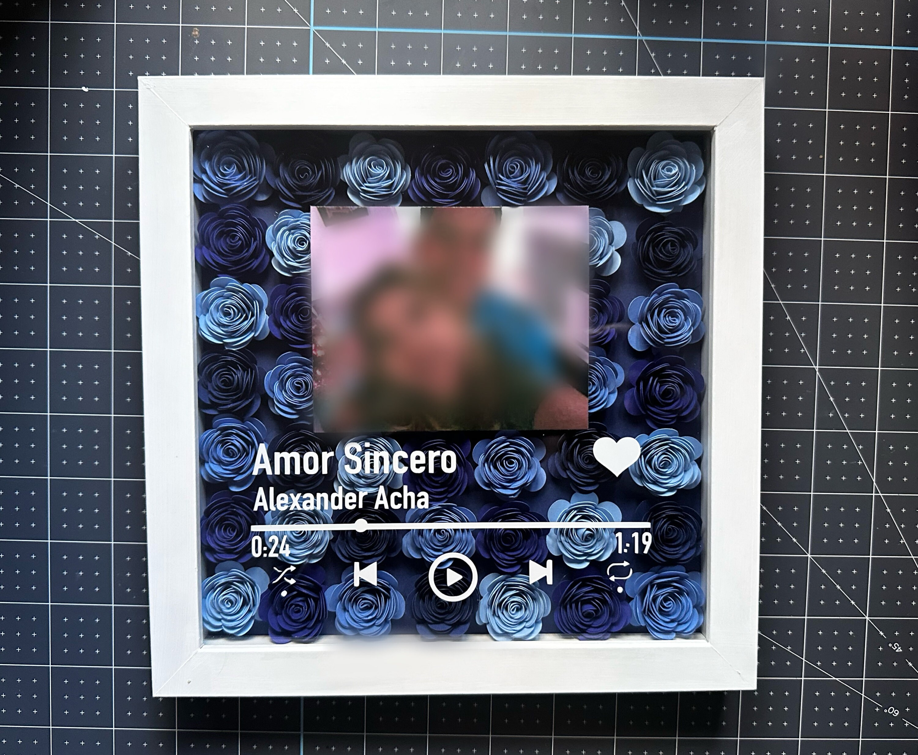 Rose Shadowbox | Shadowbox Rose Song Frame | Paper Flower Music Frame ...