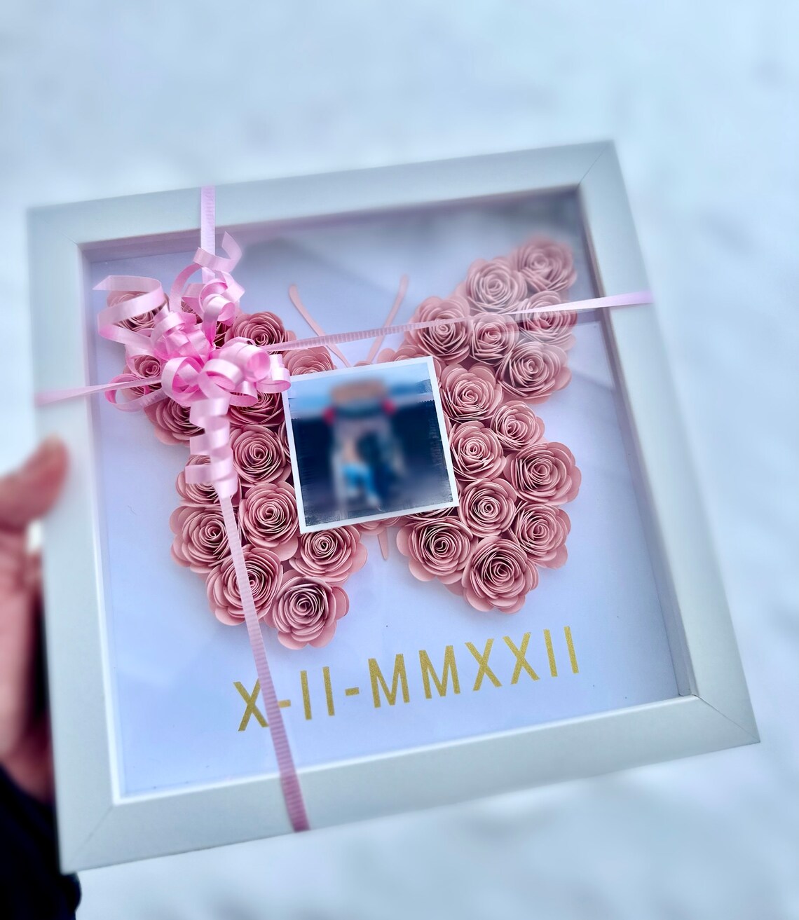 Butterfly Shaped Rose Box Frame Custom Paper Flower Shadowbox Custom ...