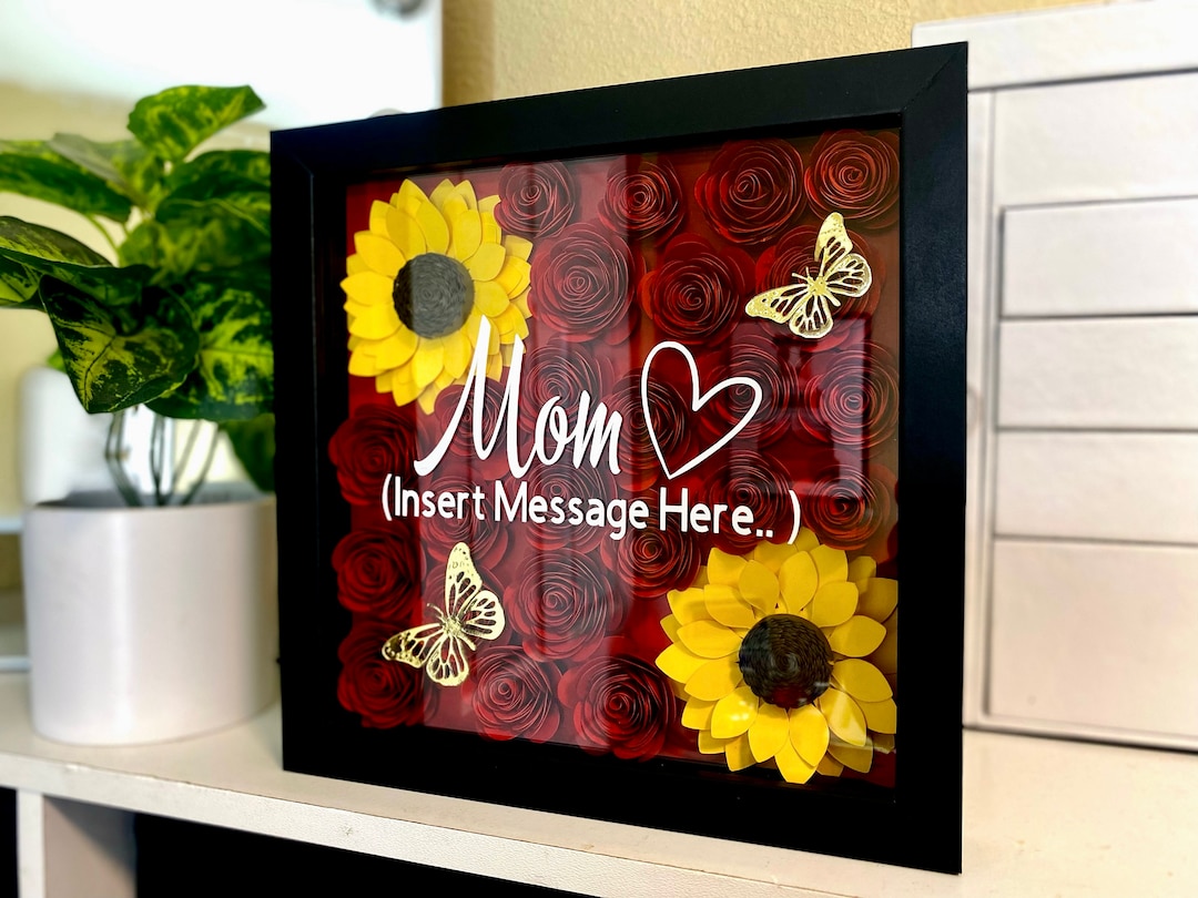 Personalized Mom Flower Box Paper Flower Rose Shadow Box Gift for Mom ...