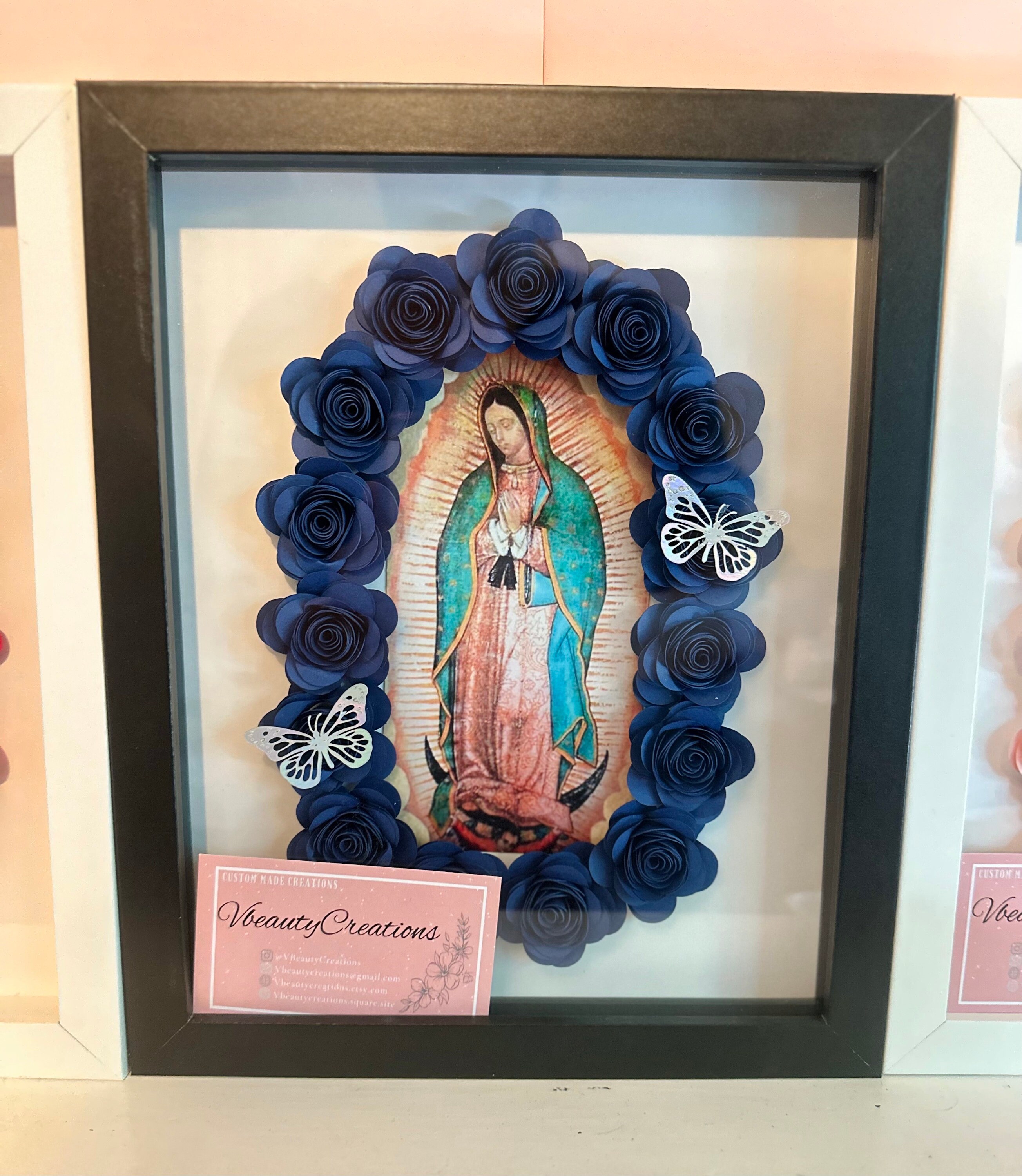 Custom Virgen De Guadalupe Shadow Box With Roses | Virgin Mary Floral ...
