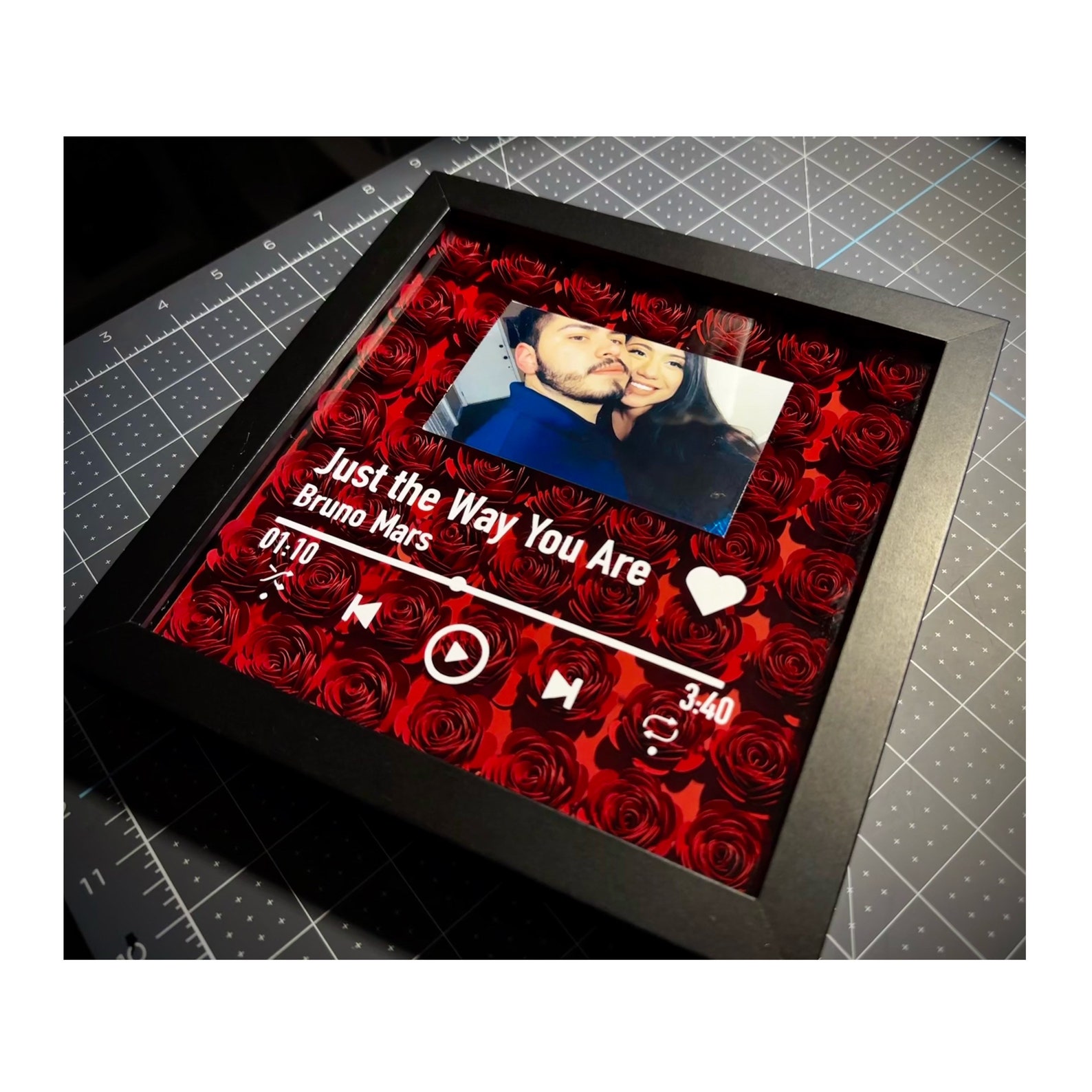 Rose Shadowbox | Shadowbox Rose Song Frame | Paper Flower Music Frame ...