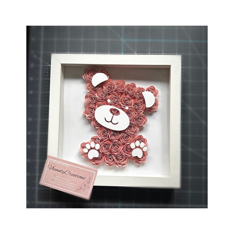 Teddy Bear Flower Box | Rose Box | Paper Flower Shadow Box | Gift for ...