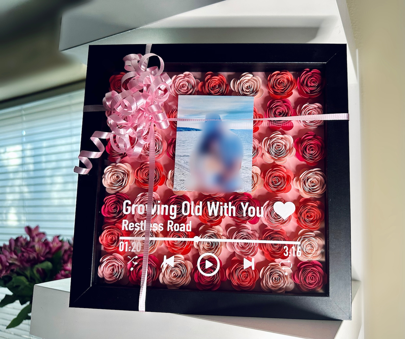 Rose Shadowbox | Shadowbox Rose Song Frame | Paper Flower Music Frame ...