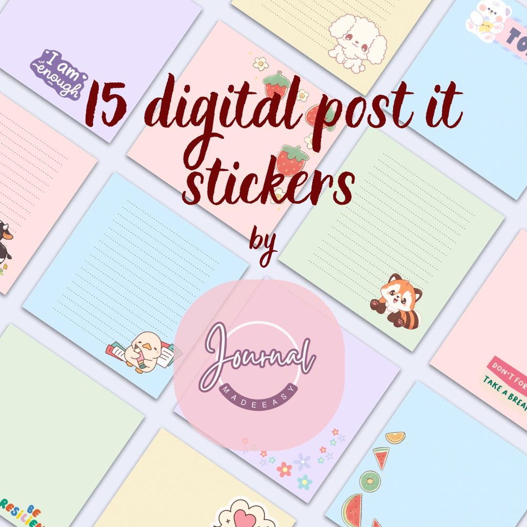 15 Kawaii Digital Post-its for Journaling! - Etsy
