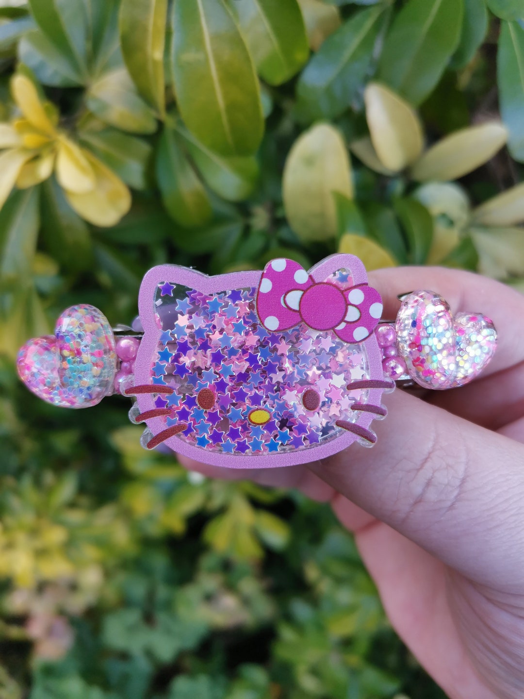 HK Shaker Kawaii Pink Hearts Hair Clip. - Etsy