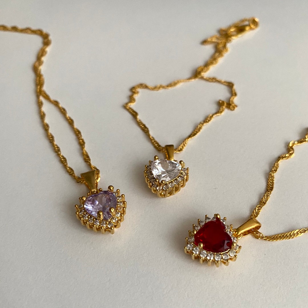 Lana Del Rey Necklace Princess Collection, Emerald Heart, Love Necklace ...