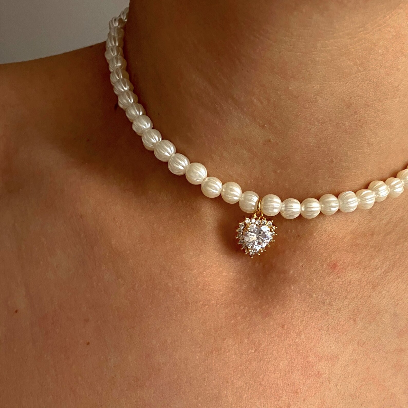 Lana Del Rey Necklacezircon Stone Pearl Heart Necklace, Princess ...