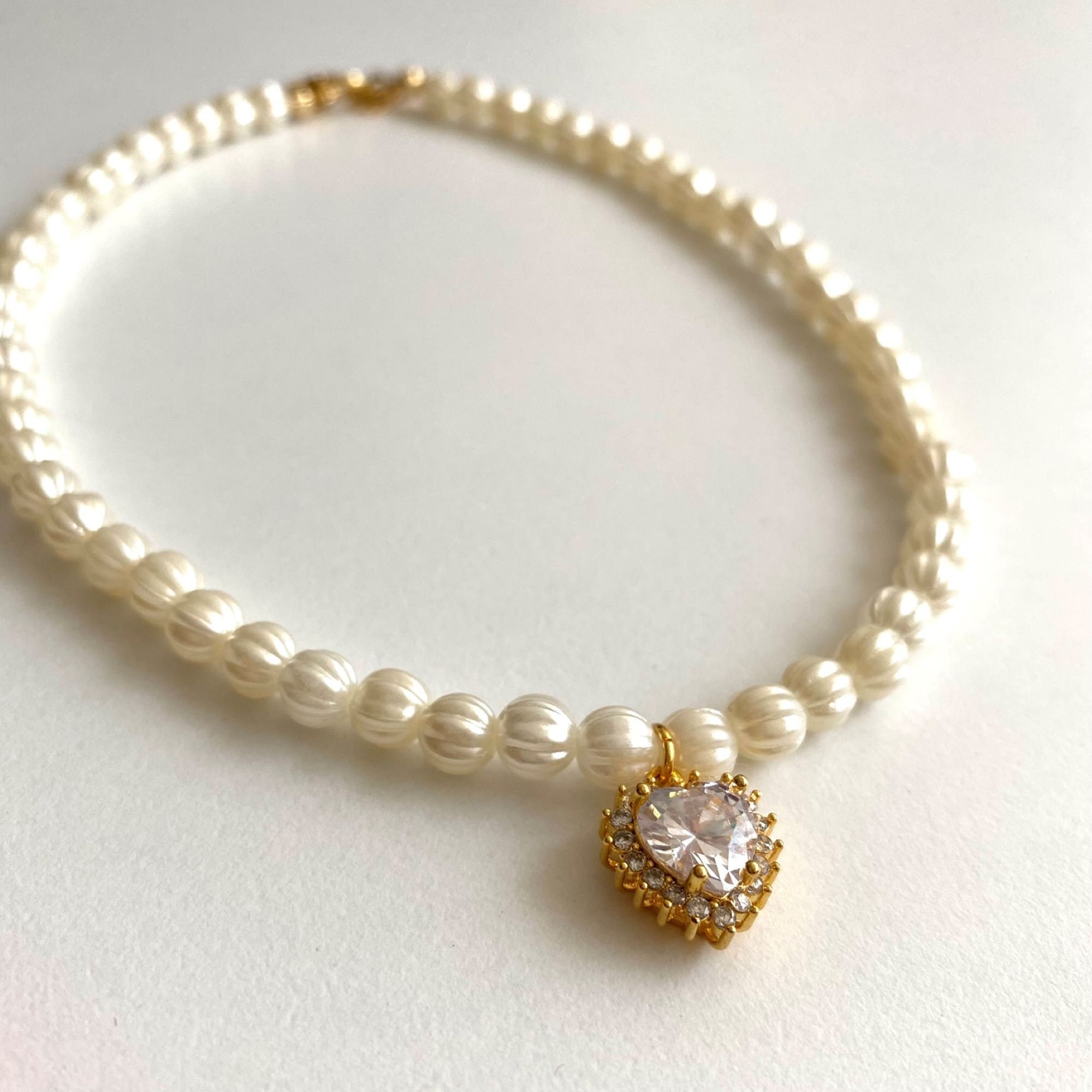 Lana Del Rey Necklacezircon Stone Pearl Heart Necklace, Princess ...