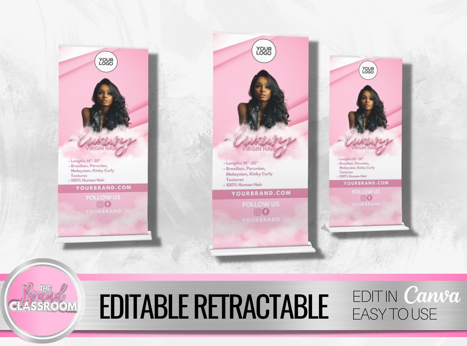 DIY Heavenly Pink Retractable Pull up Banner Template in - Etsy