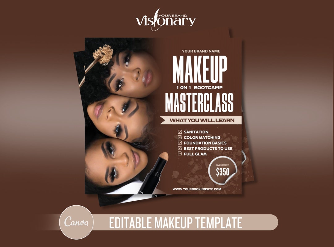 Makeup Class Flyer, Makeup Template, Makeup Course, Diy Flyer, Canva ...