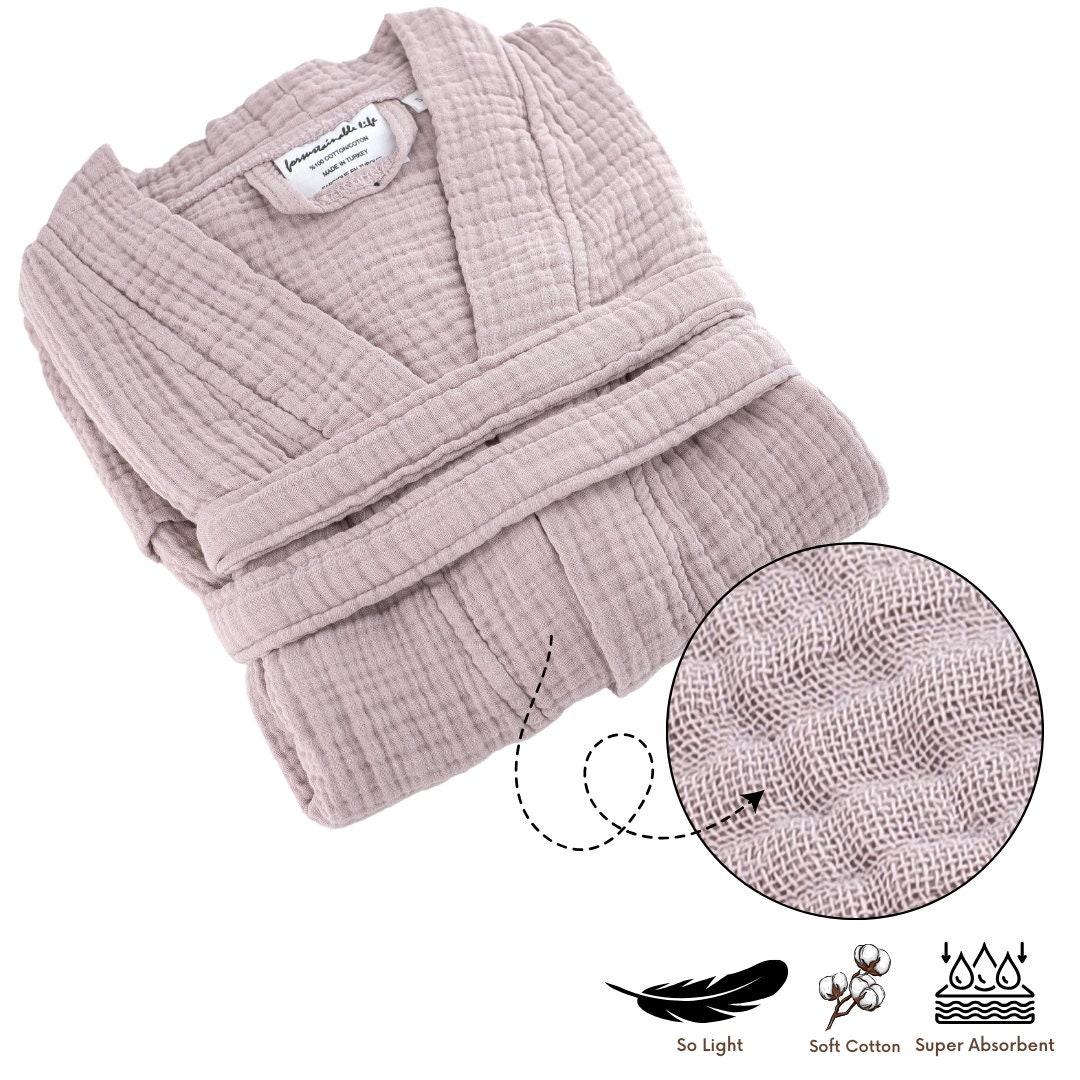 Muslin Unisex Bathrobe for Women and Men Turkish 100% Cotton Kimono ...