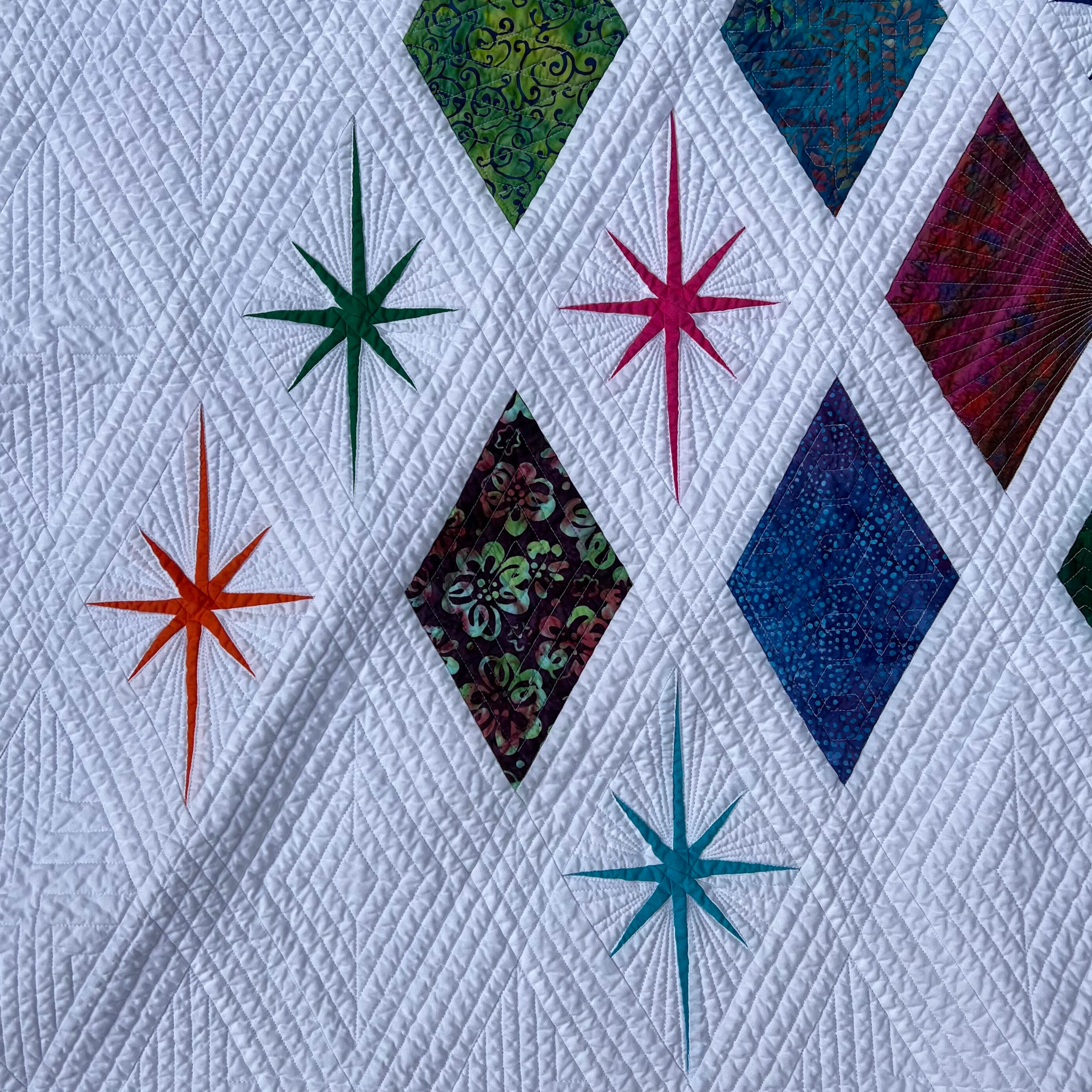 Atomic Starburst PRECUT Quilt Kit With Personal Assistance Jewel Tones ...