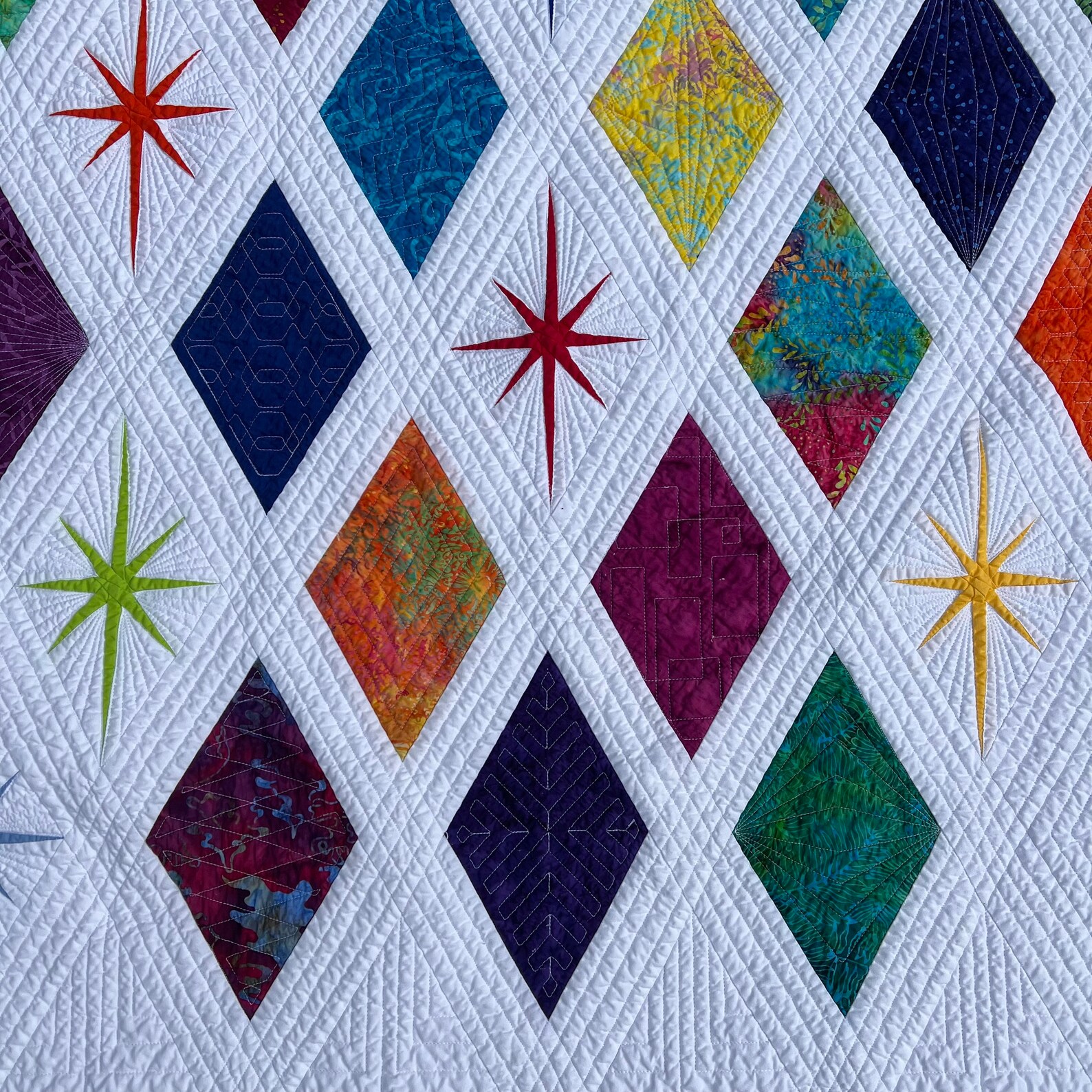 Atomic Starburst PRECUT Quilt Kit With Personal Assistance Jewel Tones ...