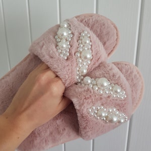 Embellished Pearl Slippers. Bridesmaids Slippers/bridal Slippers/bride ...