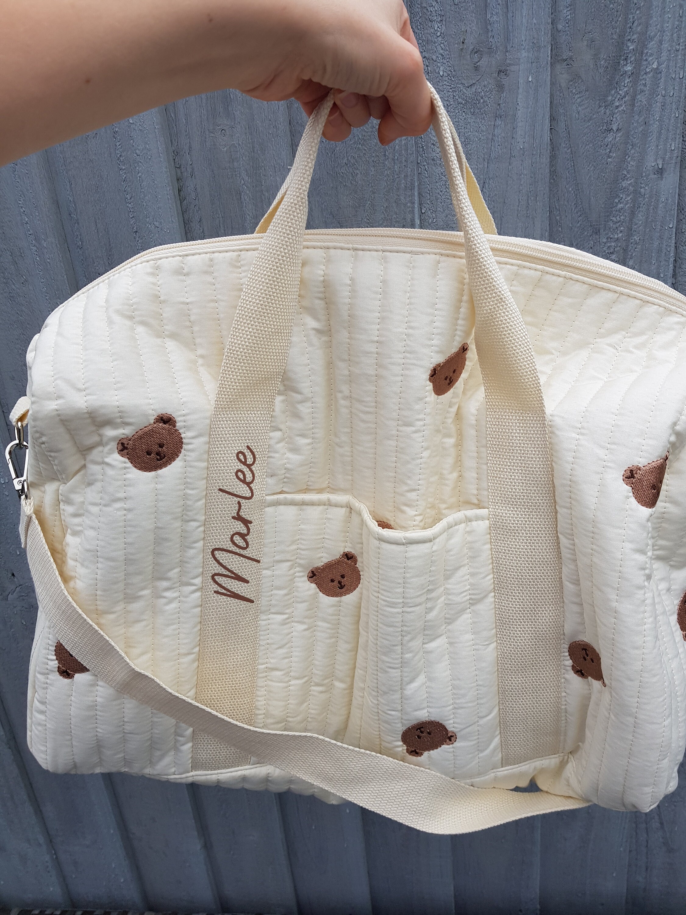 Personalised Cream/beige Neutral Bear Baby Unisex, Boys, Girls Changing ...