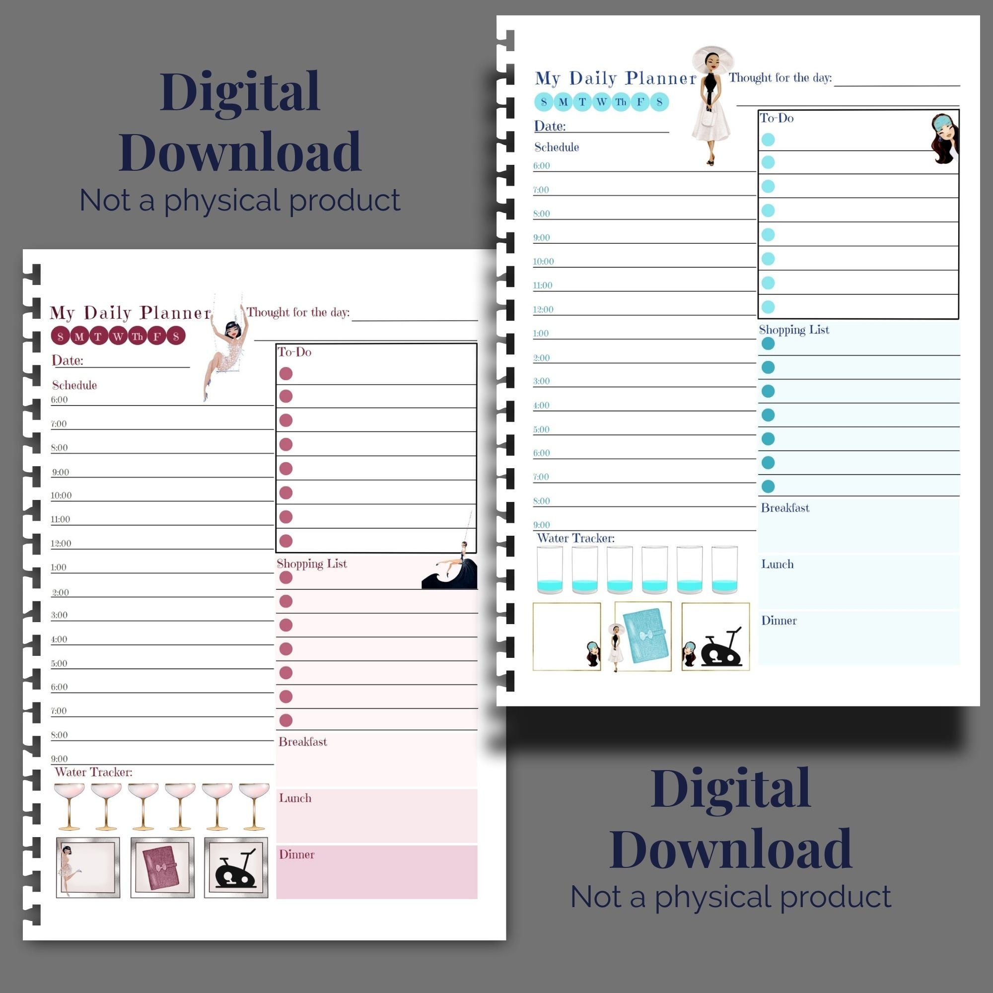 Vintage Hollywood Printable Daily Planner, Daily Schedule, Printable ...