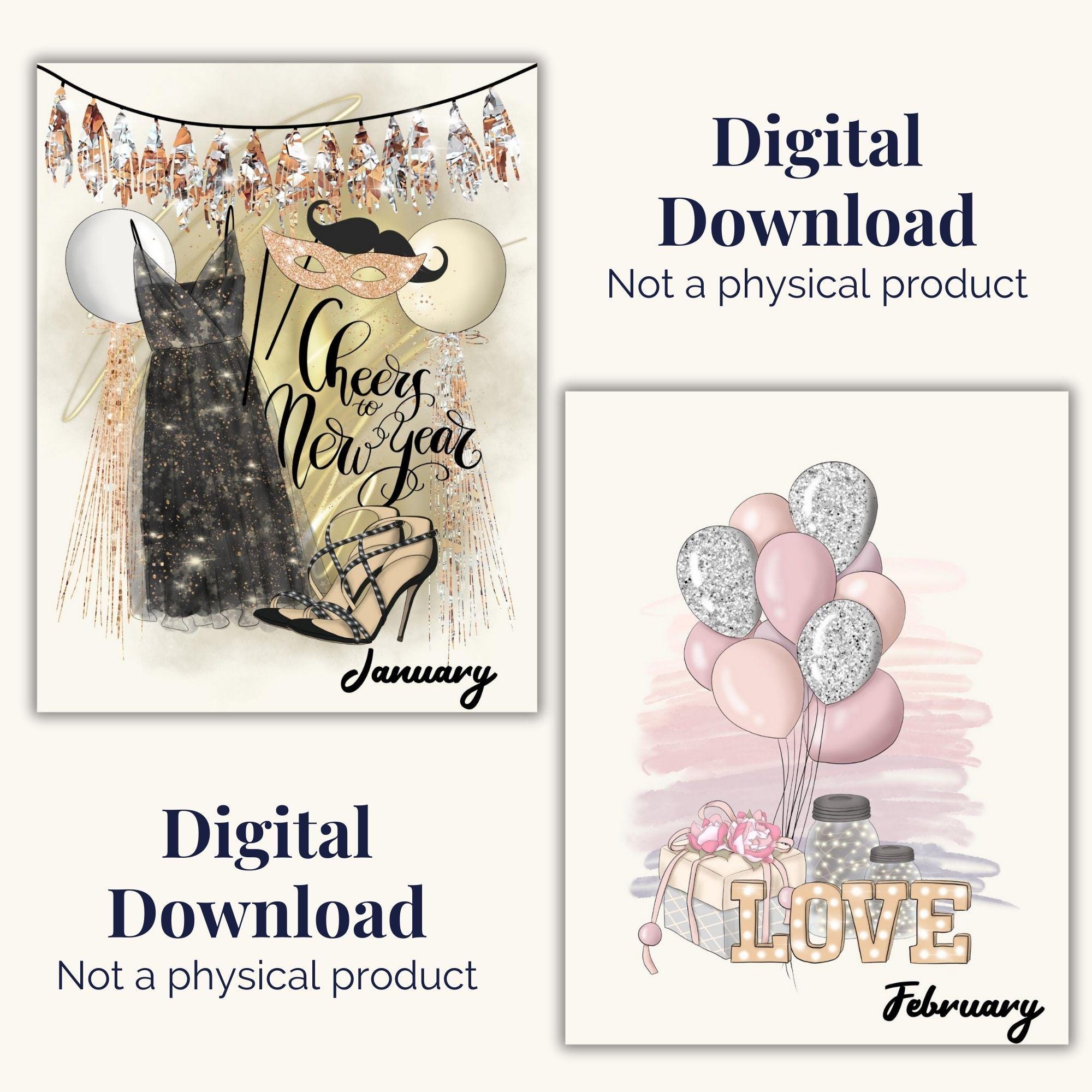 12 Monthly Themed Printable Planner Dividers, Printable Cover Pages ...