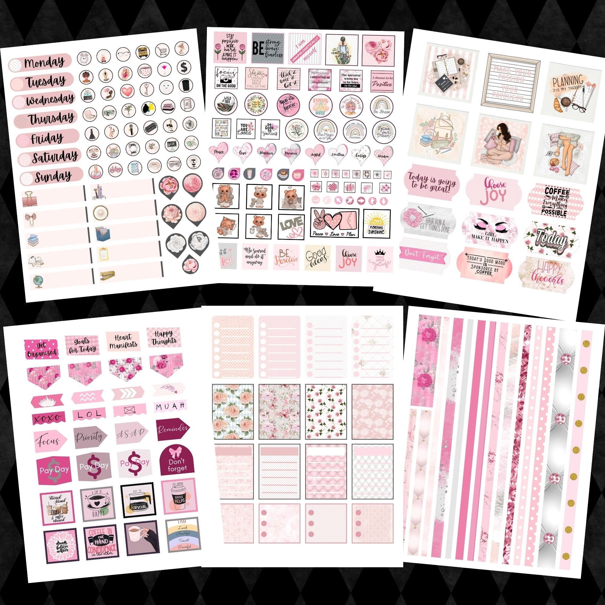 Sweet Pink Cottage Printable Planner Stickers, Notebook Stickers ...