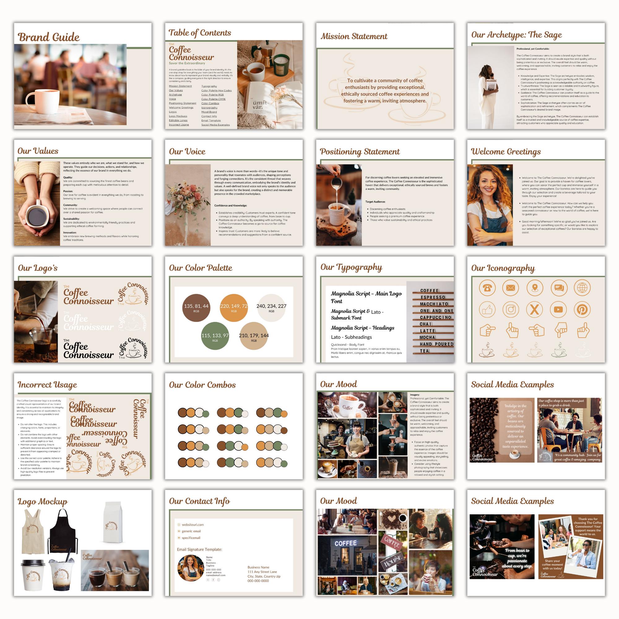 Coffee Shop Professional Brand Guidelines Template for Canva | Brand ...