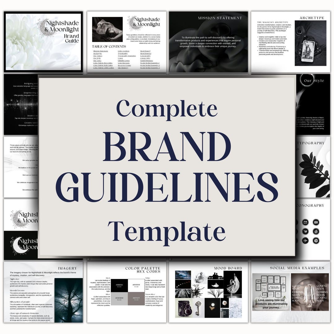 Nightshade Professional Brand Guidelines Template for Canva | Brand ...