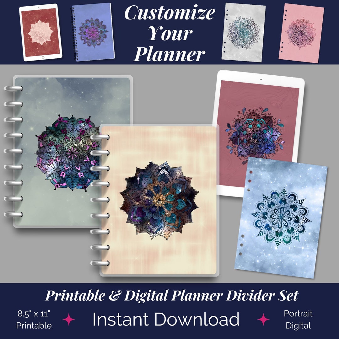 Mandala Zen Digital Printable Cover Pages, Planner Dividers, Binder ...