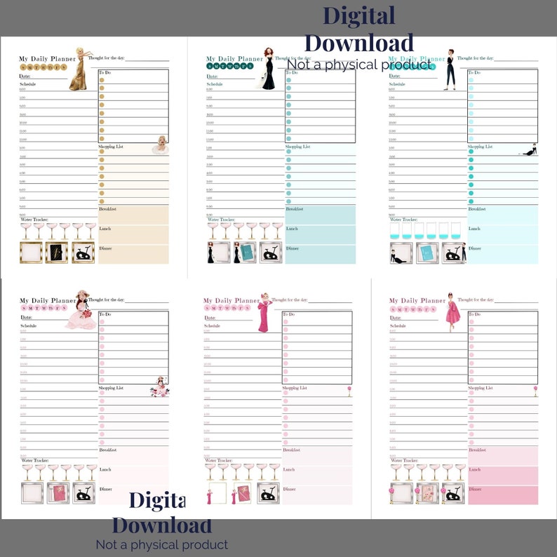 Vintage Hollywood Printable Daily Planner, Daily Schedule, Printable ...