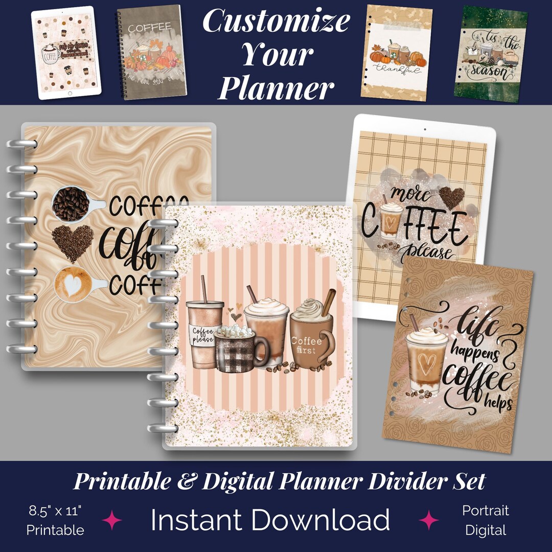Coffee Lovers Printable Planner Dividers, Monthly Dividers, Printable ...
