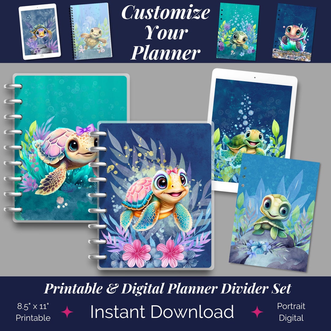 Happy Sea Turtles Printable Planner Dividers, Monthly Dividers ...