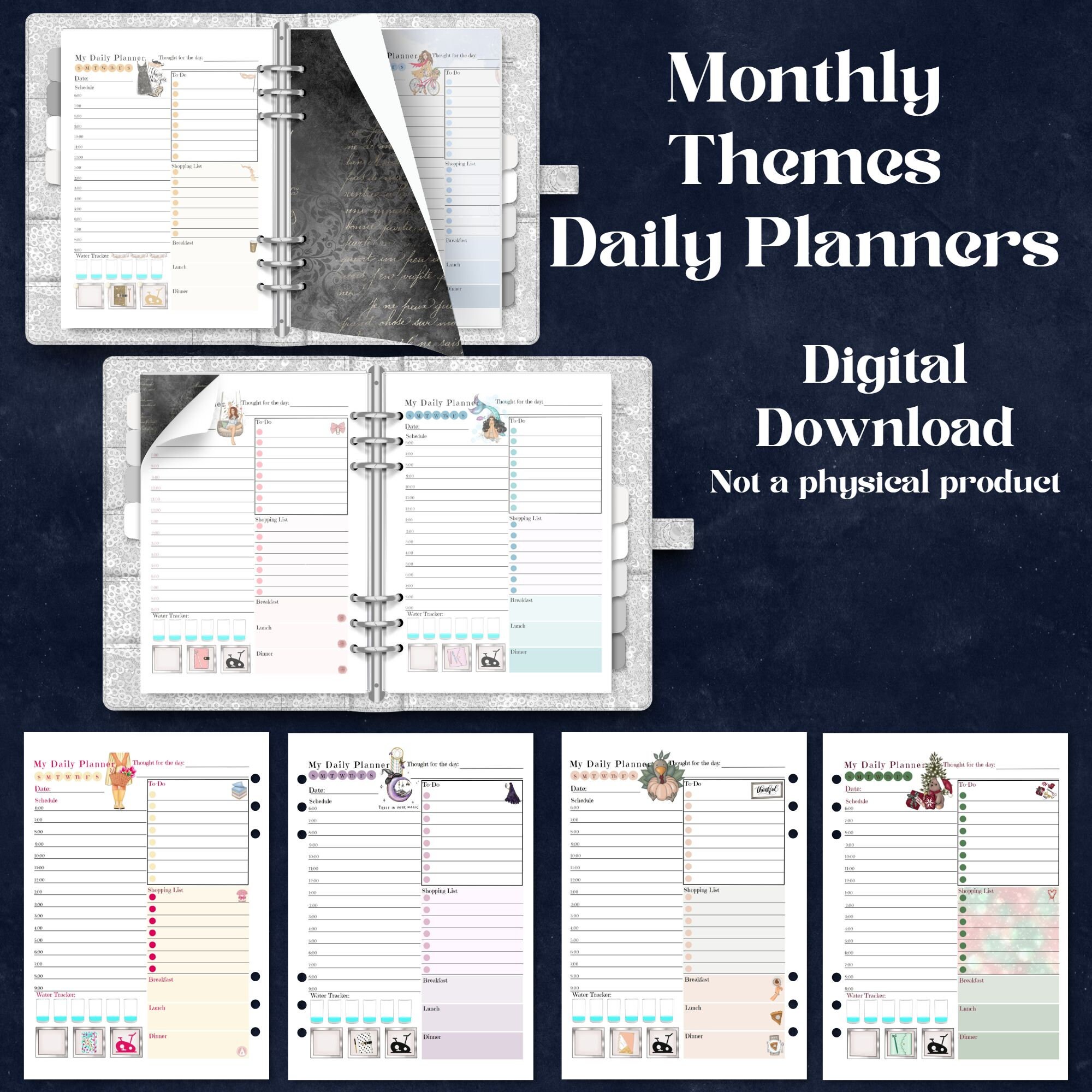 Monthly Themes Printable Daily Planner Daily Schedule - Etsy