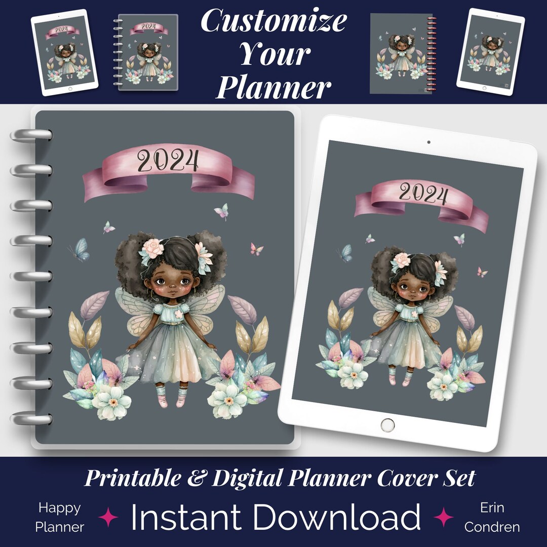Gray Sweet Fairy Printable Planner Covers, Printable Cover Pages ...
