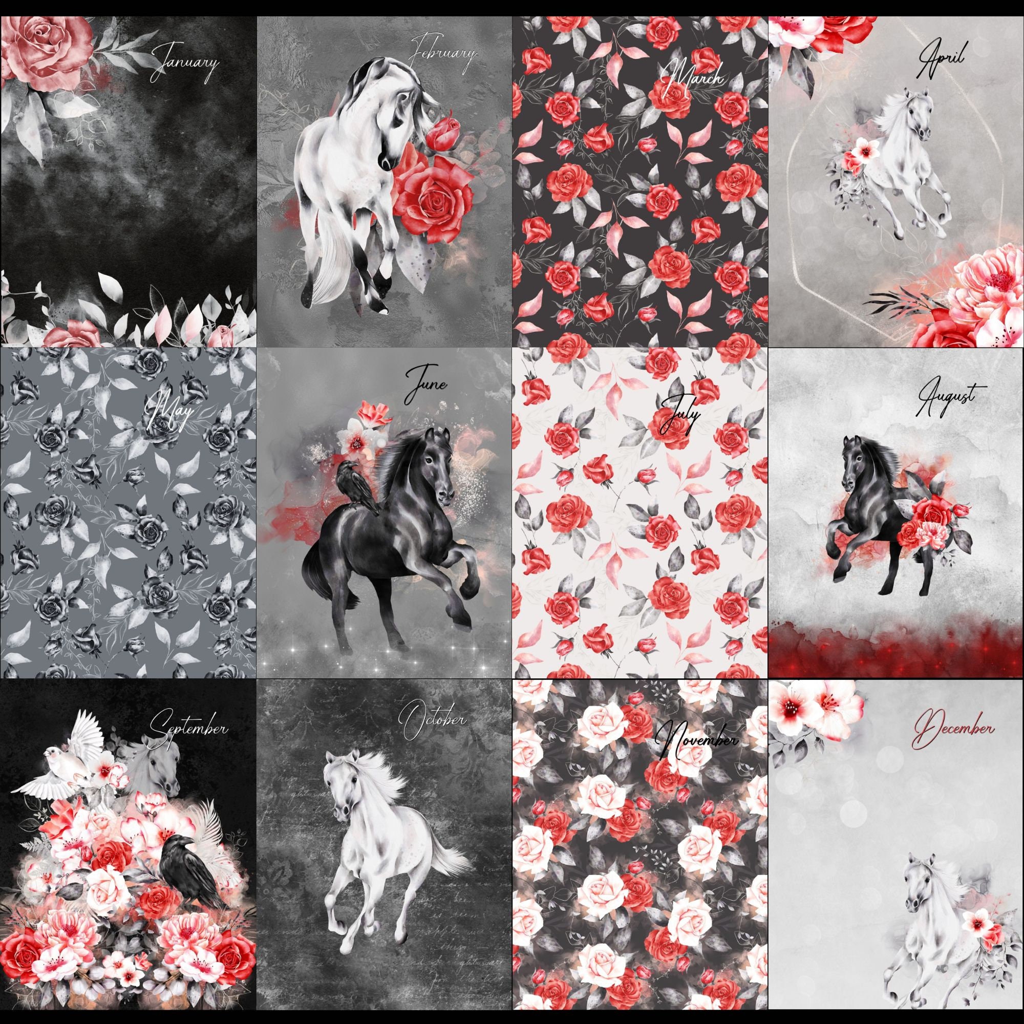 Midnight Ride Printable Planner Dividers, Printable Cover Pages ...